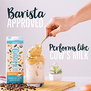 Oatsome Organic Oat Milk - Barista Blend, (Pack of 6), Dairy-Free, Gluten-Free, 202.8 Fl Oz