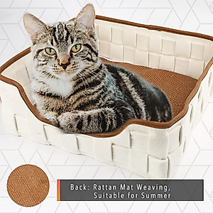 PrimePets 16 inch Cat Bed for Indoor Cats, with Reversible Mat, Anti Slip Washable Sleeping Bed for Small Breed Pets Dogs Animals, Square