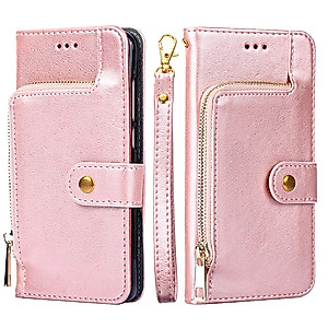 BANLEI2U Phone Cover Zipper Wallet Folio Case for Samsung Galaxy S9 Plus, Premium PU Leather Slim Fit Cover for Galaxy S9 Plus, 1 Transparent Photo Frame Slot, Skin Friendly, Golden