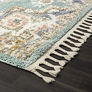 LUXE WEAVERS Southwestern Medallion Fringe Blue 8x10 Area Rug