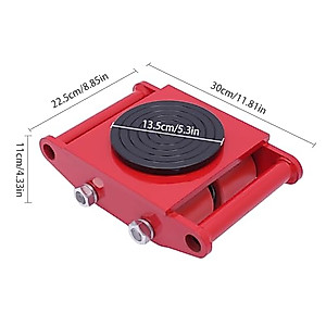 Namiose 6T Industrial Machinery Mover 13200LBS Machinery Moving Machine Dolly Skate Roller Heavy Duty w/ 360° Rotation Cap and 4 Rollers & PU Wheels for Moving Equipment (Red)