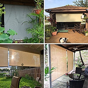 Exterior Patio Roller Shade, Outdoor Light Filtering Window Blinds Roll-Up Sun Shade Cover, Privacy Screen Curtain for Pergola Deck, Custom Size PENGFEI (Color : Brown, Size : 0.6X1M(23.6X39.3IN))