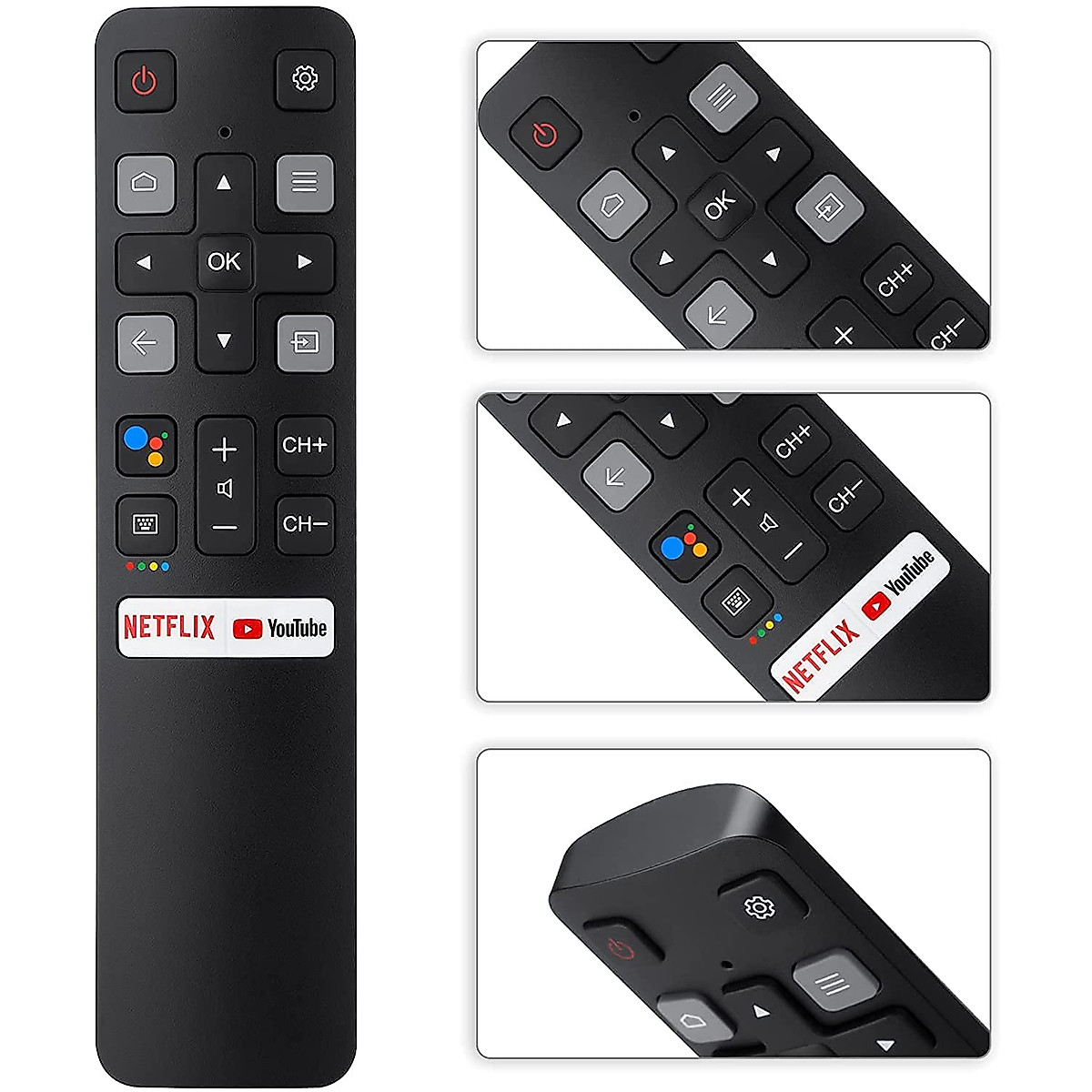 BESIA Universal RC802V Voice Remote for TCL Android TV 40S330 32S330 65Q637 55Q637 55S430 40S334 32S334 70S430 32A325 32A323 43S430 65Q637 55Q637 43S434 50S434 55S434 65S434 75S434 32P30S 50S435