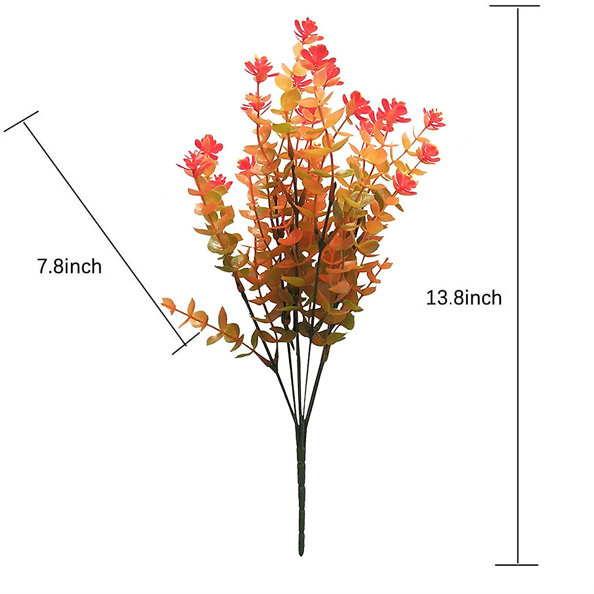 8 Pack Fall Artificial Flowers Outdoors No Fade Autumn Faux Plants Outside, UV Resistant Indoor Fake Hanging Greenery Shrubs for Wedding Window Box Thanksgiving Christmas Home Decoration (Fall Orange)