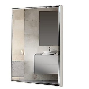 Amazon Brand – Pinzon Large Wall Mirror with Frame, Makeup Vanity Mirrors for Bathroom Living Room, 30x22 Inch, White