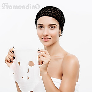 Framendino, 3 Pack Mesh Crochet Hair Net Rayon Knit Snoods Hat Thick Hairnet Snood Cover Ornament for Night Sleeping Hair Accessories (Blue & Black & Khaki)