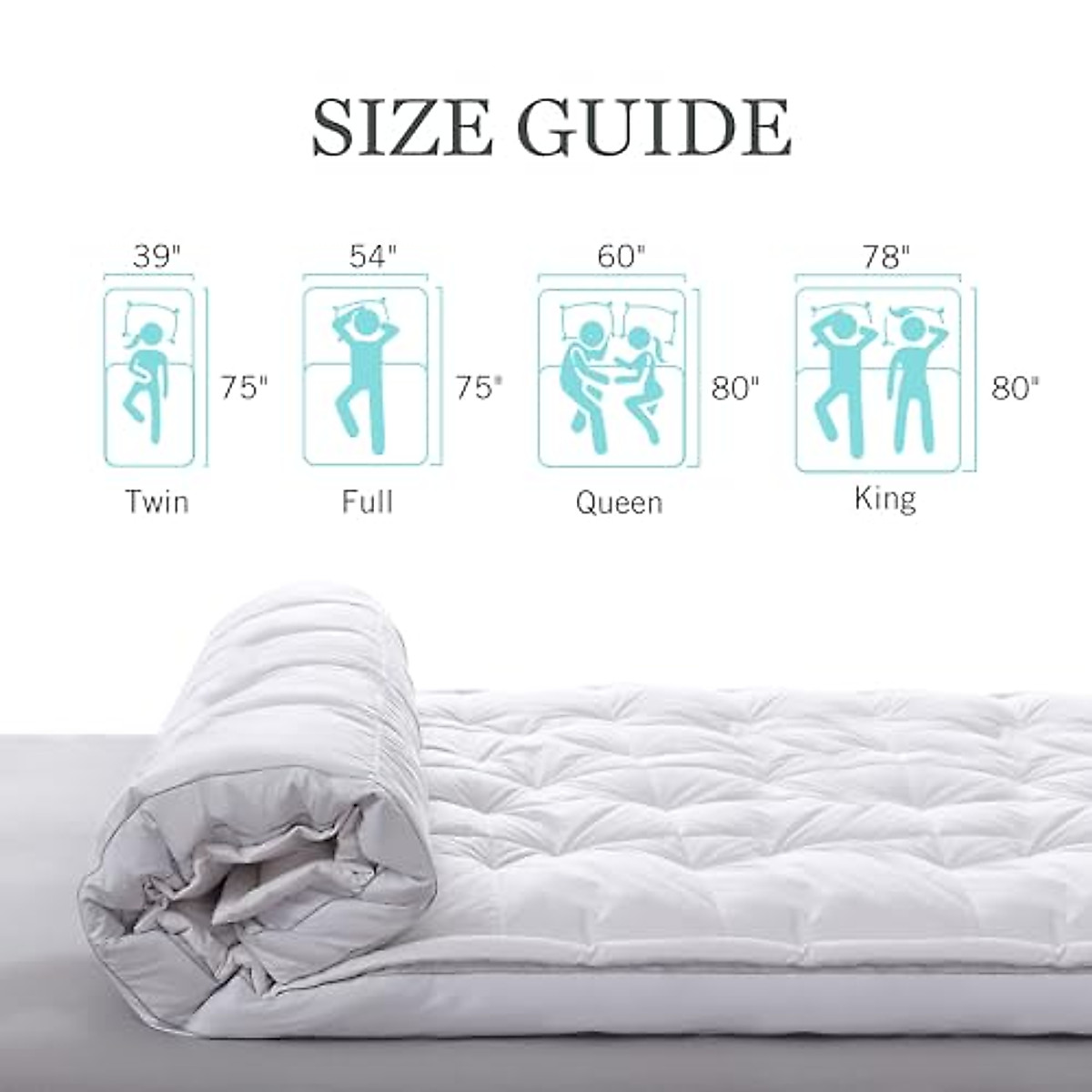 Martha Stewart Mattress Topper Twin Size - 3 Inch Feather Bed 100% Cotton Cover Fabric- All Seasons Fluffy White Mattress Pad Feather Topper Relieve Back Pain for Bedroom