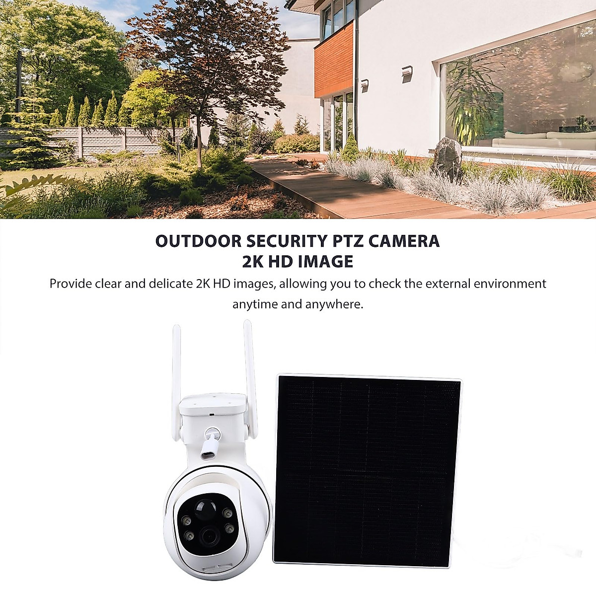 Dioche Security Cameras Wireless Outdoor Solar Battery Powered, 2K HD Image Wireless Waterproof Outdoor Security Camera with Night, PTZ Function