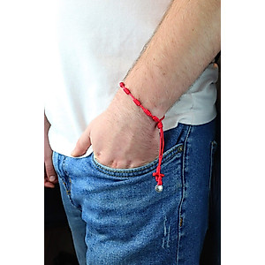 CMID Saint Benedict Christian Catholic Blessing String Bracelet Prayer Rosary Red Protection Medals Jewlery for Men and Women/Pulsera Rosario Roja Medalla San Benito Adultos Hombres y Mujeres