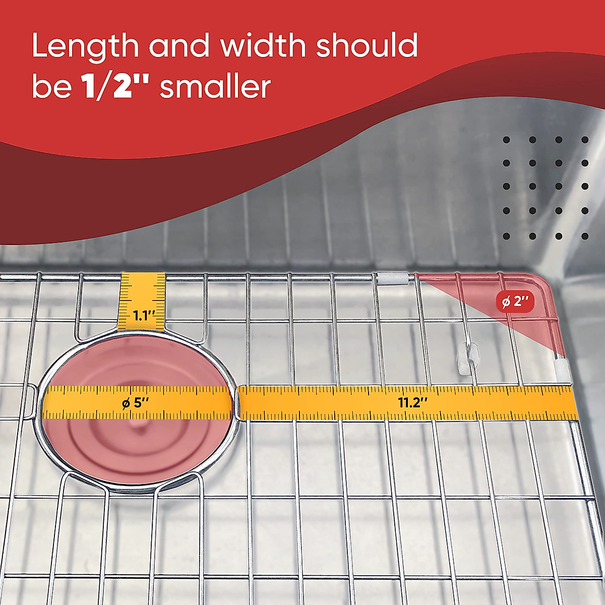 27-1/2" x 13-1/2" x 1-1/4" Sink Protectors for Kitchen Sink - Sink Bottom Grid - Stainless Steel Sink Protector - Sink Grate for Bottom of Kitchen Sink - Kitchen Sink Rack