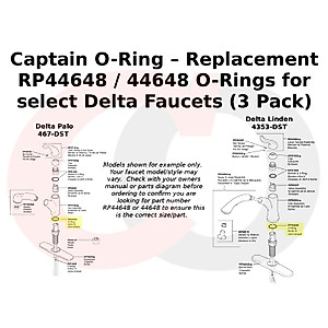 Captain O-Ring – Replacement RP44648 / 44648 O-Rings for Select Delta Faucets (3 Pack)