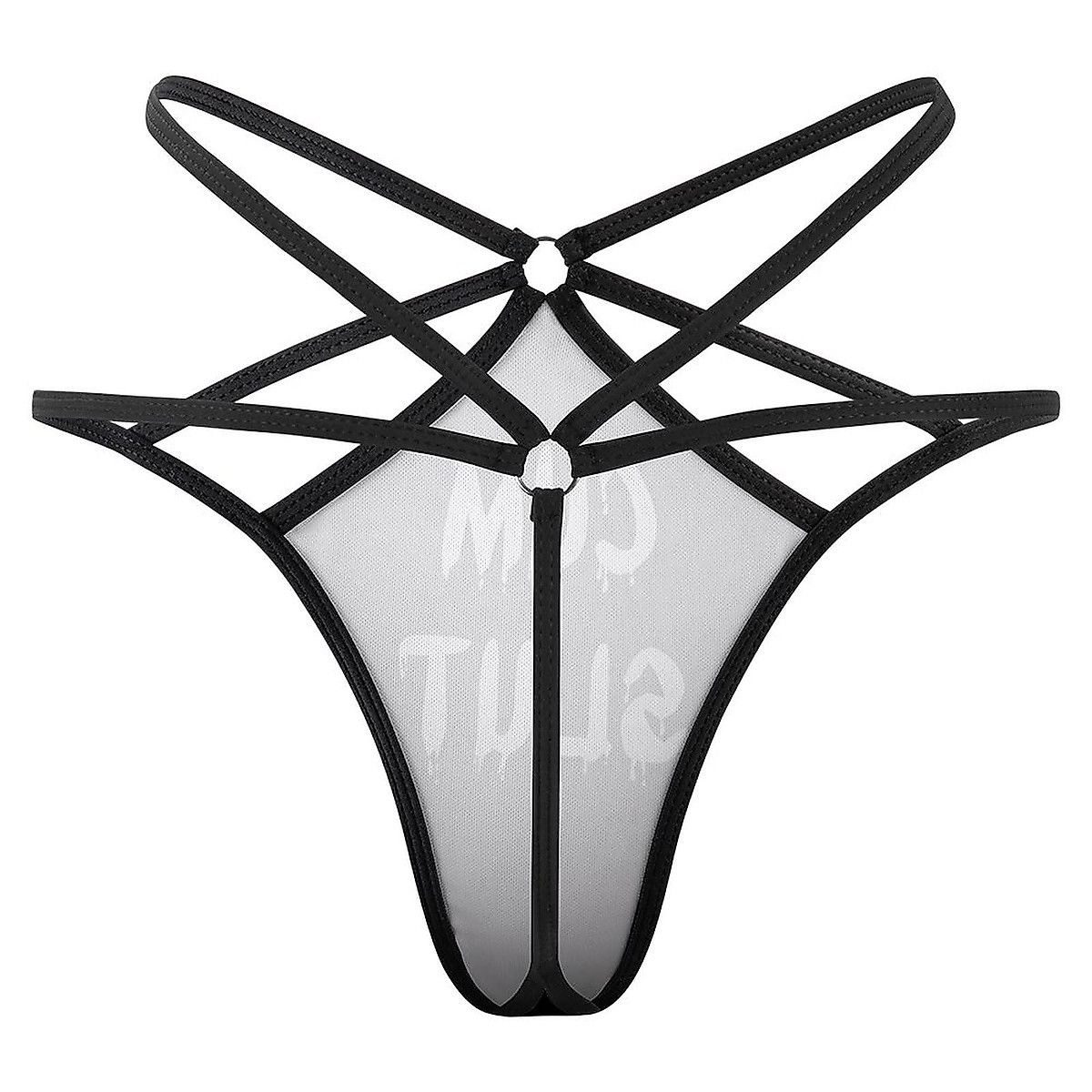 BAIJIAOYUN CUM SLUT Sexy G-String for Women, Breathable T-back Panties Thongs Underwear Funny Gifts L