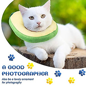 Weewooday 4 Pieces Cat Recovery Collar Cute Cat Neck Cone Cat Elizabeth Padded E-Collar Anti-bite Lick Dog Collar with Smooth Texture for Kitten and Cat