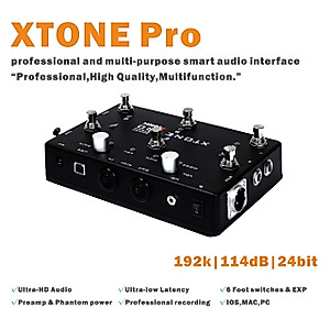 XSONIC Xtone Pro Professional Mobile Audio Interface with Ultra Low Latency, 192KHz&114dB, 2 Input, 3 Output, EXP Input, Support iOS, Windows, Mac, BIAS FX, Audio Interface for Live Gig, Home Studio