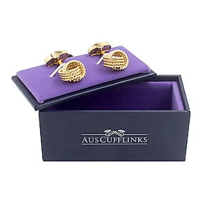 Gold Cuff Links | Gold Knot Cufflinks for Men | Golden Link Cufflinks | Premium Cuff Links | Husband Present