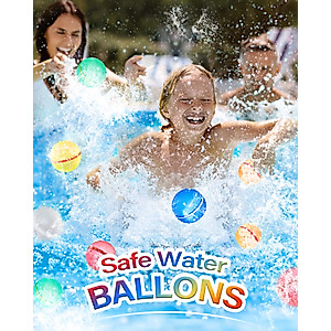 SOPPYCID Water Balloons Reusable, Summer Water Balls for Boys and Girls, Easy to Fill, Fun For Kids Ages 3-12, Water Splash Ball Pool Beach toys for Water Balloon Fights, Bath time, Pool-4Pack
