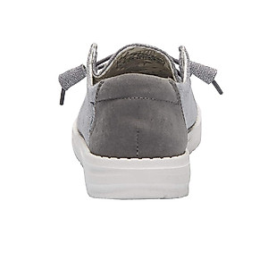 Hey Dude Women's Wendy Stretch Sparkling Grey Size 9 | Women’s Shoes | Women’s Lace Up Loafers | Comfortable & Light-Weight