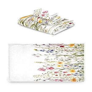Flradish Watercolor Flowers Butterflies Towels 3 Pack Bath Towels for Bathroom Set Soft Cotton Highly Absorbent Lightweight & Quickdry Towel Set 1 Bath Towel,1 Hand Towel,1 Washclothe