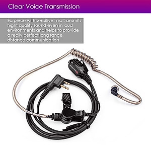 Acoustic Tube Earpiece with Mic for Motorola Walkie Talkies, Surveillance Headset and PTT Compatible with Motorola 2 Way Radios BPR40/CP/CLS/DTR/PR/RDU/RMU Series (Black)