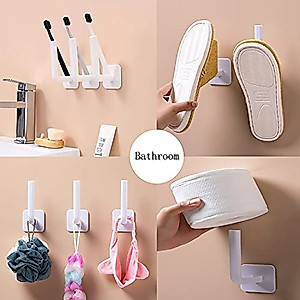 Habychoi Multifunctional Heavy Duty Storage Hooks - Self Adhesive Punch-Free Utility Wall Hooks Multipurpose in Kitchen Bathroom (4Packs)