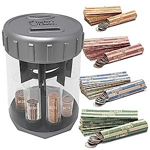 Digital Coin Counter Automatic Coin Sorter - 2020 Version - Digitally Keeps Count of and Automatically Sorts U.S. Coins into Individual Tubes with 20 Coin Wrappers Included