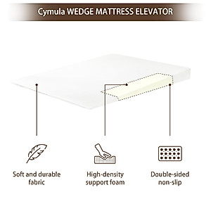 Cymula Mattress Wedge, 7-Inch Inclined King, Mattress Wedge for Acid Reflux, GERD, Snoring, Neck & Back Pain, Under Mattress Wedge with Washable Cover & Non-Slip Bottom for Bedroom