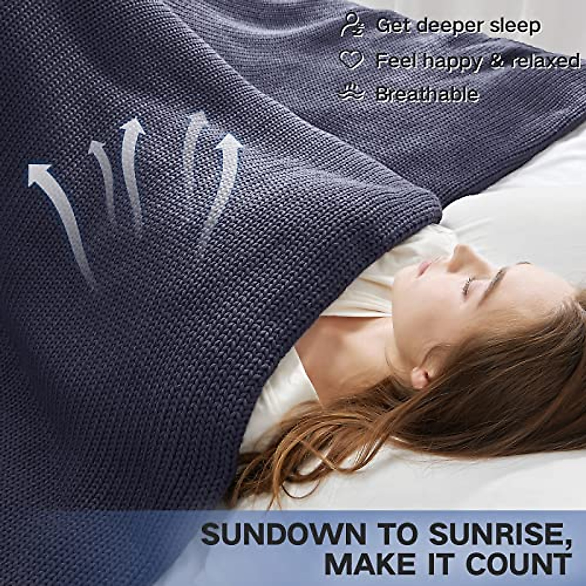 Guohaoi Knitted Weighted Blanket(Dark Grey 50"x60" 7lbs),Home Décor Cooling Throw Blanket for Hot Sleepers,Hand Made Chunky Knit Heavy Blanket Use on Twin Size Bed