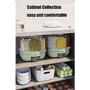 6-Grid Round Rice Dispenser 360° Rotating Food Bucket Transparent Rice Storage Container Rotatable Dry Food Fruit Cereal Storage Box Tank for Home Kitchen