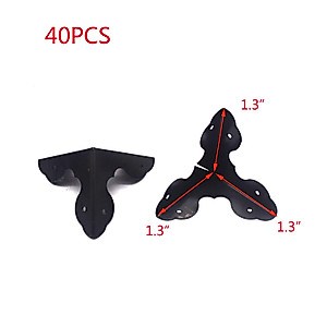 T Tulead 40PCS Metal Corner Protector Decorative Corner Hadrware Wood Corner Guards Black Edge Guard 1.3" with Mounting Screws