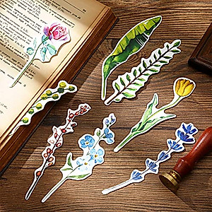 120 Pieces Colorful Flower Feather Shaped Bookmarks Floral Bookmark Card Feather Bookmark Paper Bookmark for Kids Woman Teacher Students Reading Planner Books School Office, 60 Designs