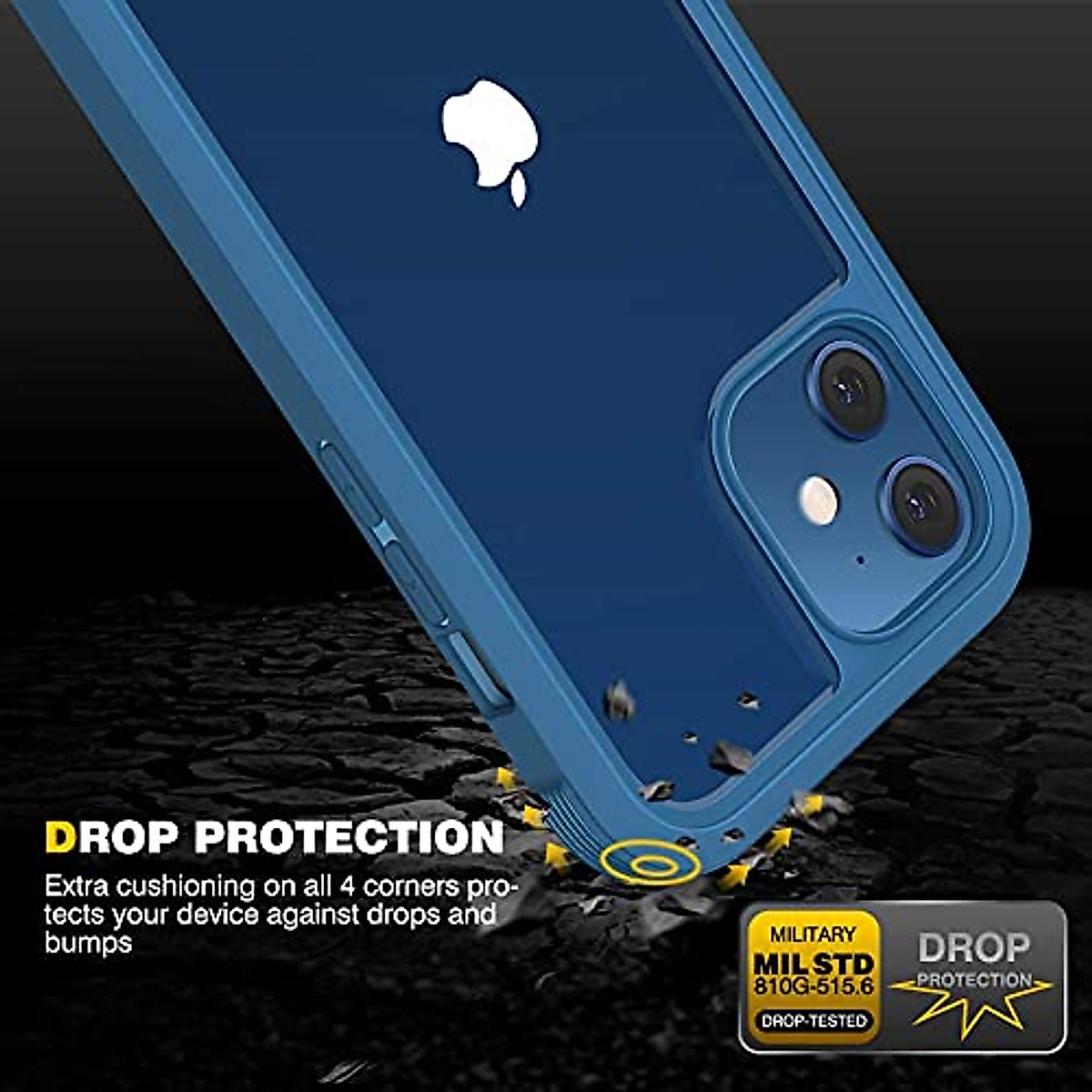 Diaclara Designed for iPhone 12/12 Pro Case, Full Body Rugged Case with Built-in Touch Sensitive Anti-Scratch Screen Protector, Soft TPU Bumper Case for iPhone 12/12 Pro 6.1" (Blue and Clear)