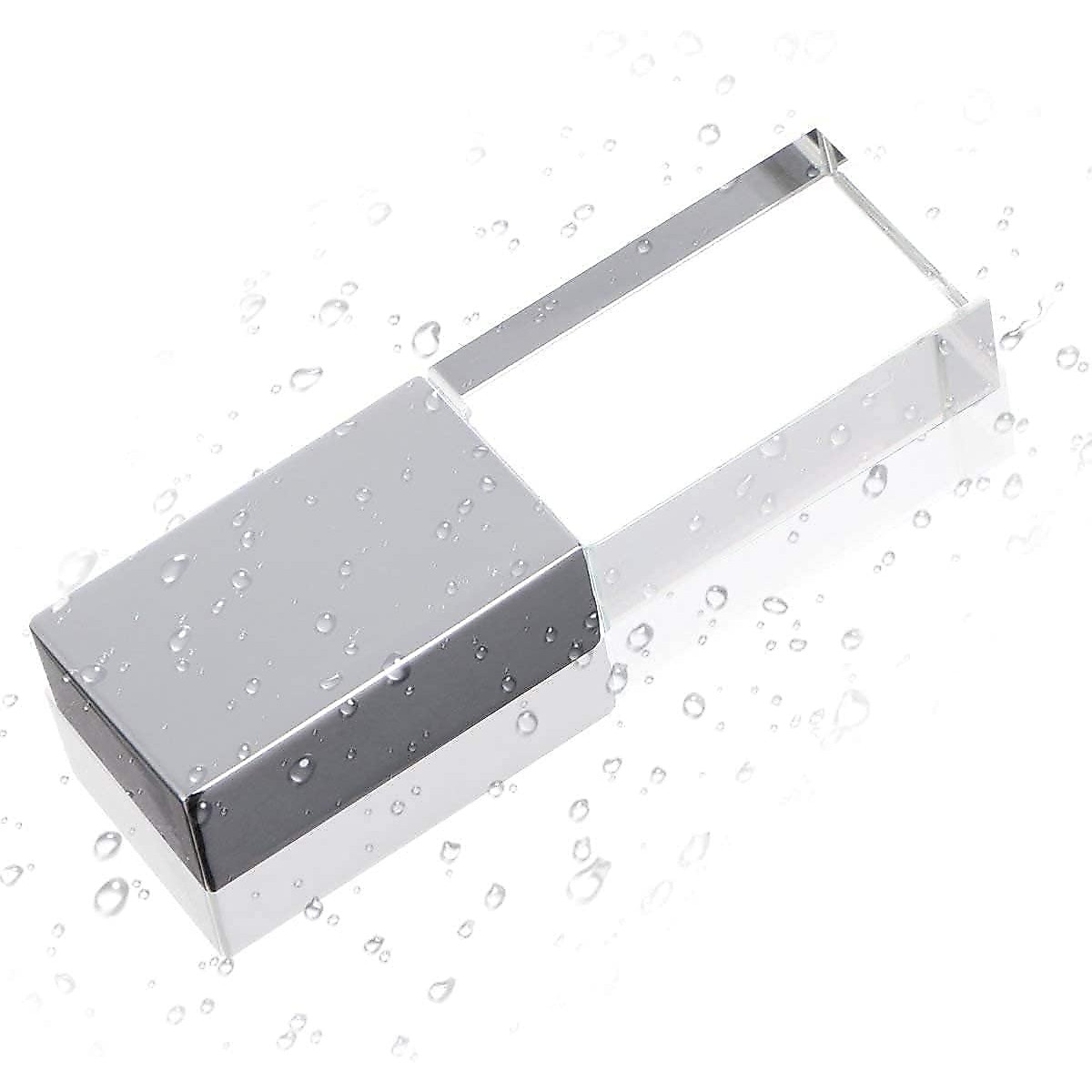 HONGPAS New Crystal Transparent Rectangle Genuine USB Flash Drive 3.0 LED Lighting Memory Stick Birthday Wedding Gift Pen Drive,Silver (32GB)…