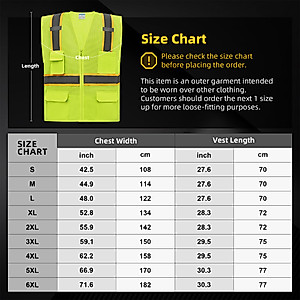 SHORFUNE High Visibility Mesh Safety Vest with 10 Pockets, Mic Tabs, Zipper and Reflective Strips, Reflective Construction Vest for Men and Women, ANSI/ISEA Standards, Yellow, L