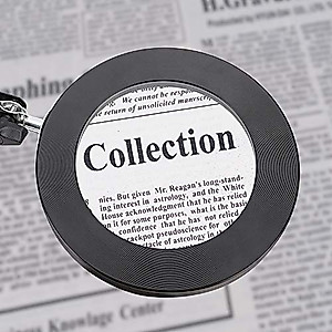 Magnifying Glass with Light, Magnifying Glass LED Desk Lamp-3 Colors Illuminated,9 Levels Dimmable,Foldable Metal Arms and Adjustable Clamp,5X Magnifying Light for Office/Work/Study (Black)