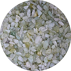 Natural Chip Stone Beads 5-8mm New Mountain Jade 400 Pieces Irregular Gemstones Healing Crystal Loose Rocks Bead Hole Drilled DIY for Bracelet Jewelry Making Crafting (5-8mm, New Mountain Jade)