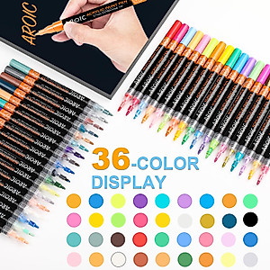 AROIC 36 Pack Acrylic Paint Pens——Writing on Any Material, Rock, Ceramics, Glass, Wood and More, Used for DIY Craft.