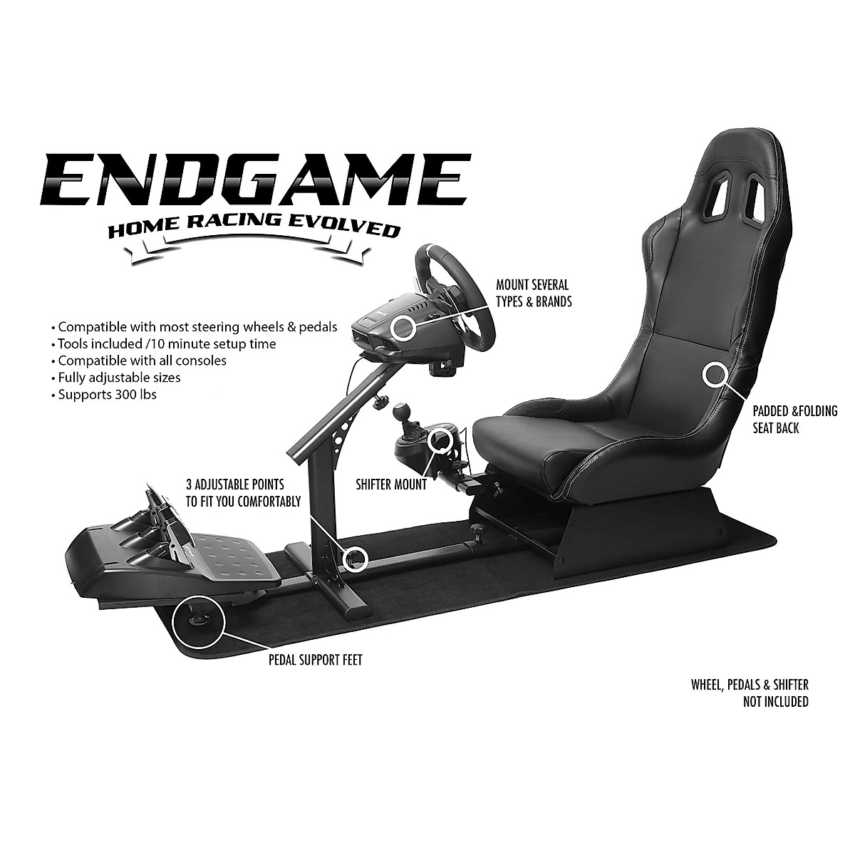 ProAm USA Racing Seat Gaming Chair Simulator Cockpit Steering Wheel Stand for Logitech G29 Thrustmaster Xbox Playstation PS4