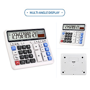 Desktop Calculator Extra Large LCD Display 12-Digit Big Number Accounting Calculator with Giant Response Button, Battery & Solar Powered, Perfect for Office Business Home Daily Use(OS-2135)
