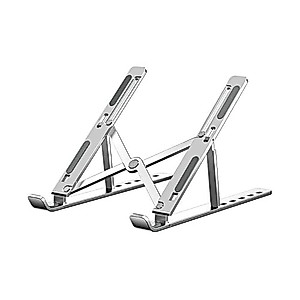 ChashenHa Laptop Stand, Laptop Stand for Desk Aluminum Alloy Adjustable Height Foldable Laptop Stand for MacBook Air/Pro, Samsung, Microsoft, Lenovo, Dell, iPad, Any Laptop(Silver)