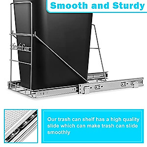 TERMATH Pull Out Trash Can Under Cabinet, Kitchen Adjustable Sliding Waste Bin Shelf, Roll Out Garbage Can Holder Frame, Trash Can Not Included