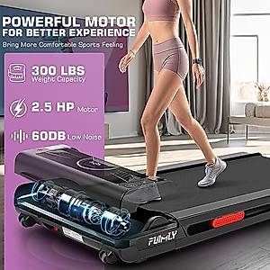 FUNMILY Under Desk Treadmill 2 in 1 Walking Pad Treadmill, 2.5HP Treadmills for Home 300lbs Weight Capacity, App & Bluetooth Remote Control Running Machine with Shock Absorption System & LED Display