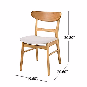 Christopher Knight Home Idalia Dining Chairs, 2-Pcs Set, Light Beige / Oak Finish