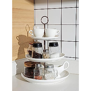 Sweese 735.101 3 Tier Cupcake Stand- White Porcelain Cake Stand- Dessert Stand, Tiered Serving Trays for Parties