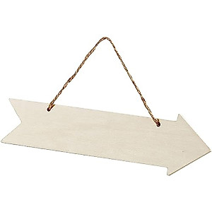 Juvale Unfinished Hanging Wood Arrow Plaque Directional Wall Sign (6 Pack) 13.5 x 3.5 Inches