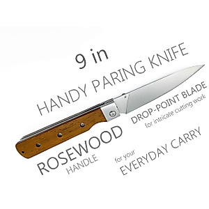 Herbertz Germany Extremely Sharp Pocket Folding Kitchen Chef Knife Paring Utility Knife Natural Rosewood 440 Stainless Steel Japanese Style