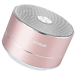 LENRUE A2 Portable Wireless Bluetooth Speaker with Built-in-Mic,Handsfree Call,AUX Line,TF Card,HD Sound and Bass for iPhone Ipad Android Smartphone and More(Rose Gold)