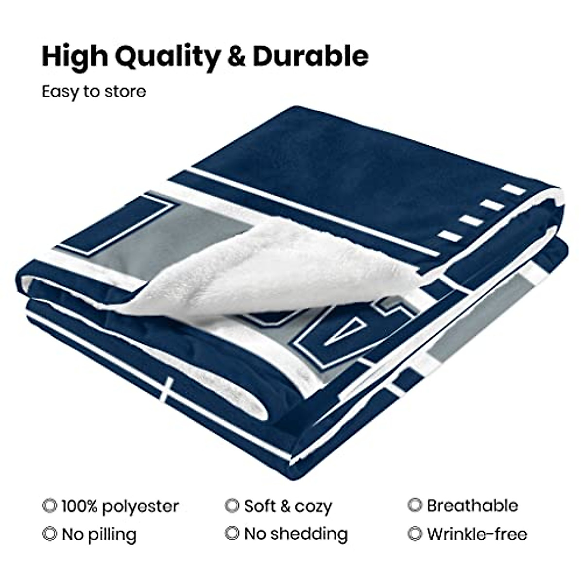 ANTKING Dallas Throw Blanket Personalized Custom Any Name and Number for Men Women Youth Gifts