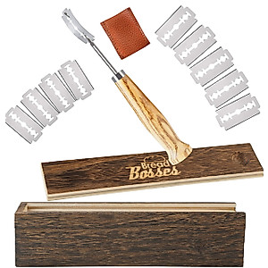 Bread Bosses Oval Bread Banneton Proofing Basket - 10 Inch Baskets and Bread Bakers Lame Slashing Tool - Great as a Gift