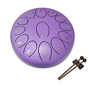 REGIS Alloy Steel Tongue Drum 13 Notes 12 Inches Chakra Tank Drum Steel Percussion Padded Travel Bag and Mallets (lavender, 12 Inches 13 Notes)