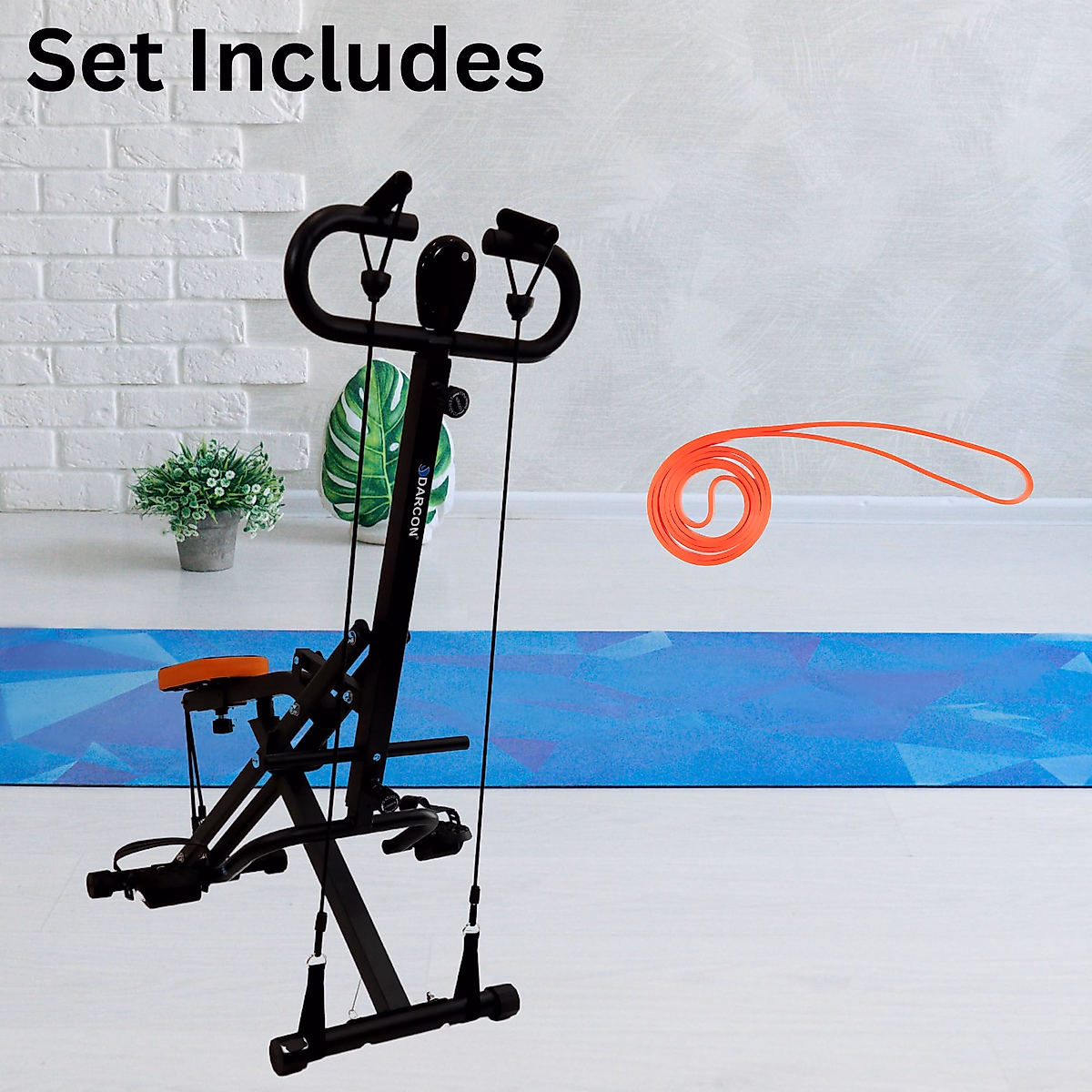 DARCON Squat Machine Exercise Equipment - Squat Ab Rowing Machine for Abs - Home Workout Equipment for Women-Men, Power Rider Row Squat for Glutes, Legs and Full Body Workouts (Black)